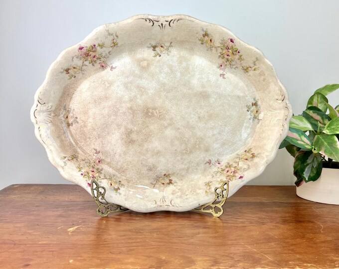 Gorgeous Large Heavily Stained Antique KT&K Ironstone Platter, 1854 ...