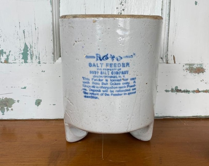 Antique Early 1900s Stoneware Roto Salt Feeder With Blue Transfer (for ...