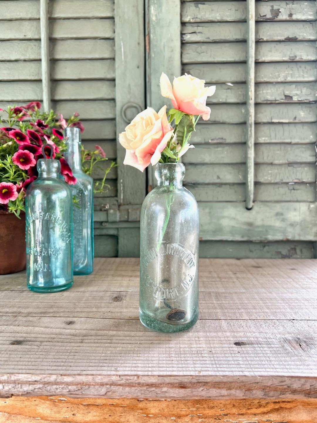 Victorian Embossed Pale Green Seeded Glass Blob Top Soda/beer Bottle ...