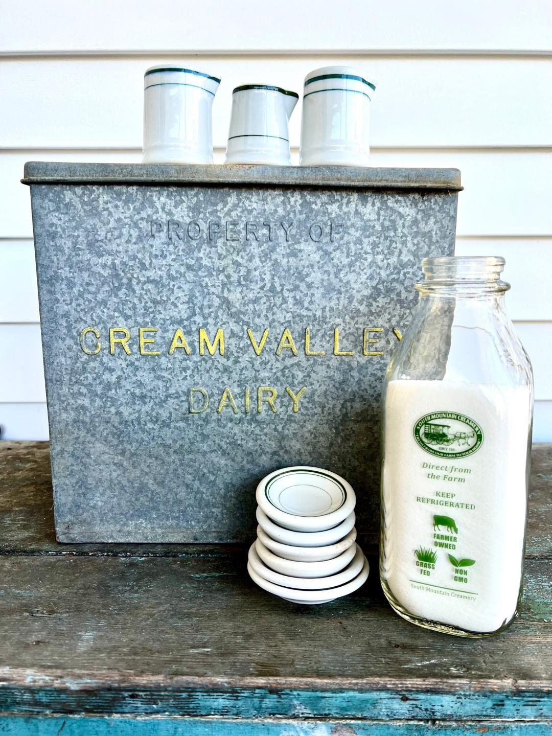 Fantastic Vintage Galvanized Metal Cream Valley Dairy Milk Box / Dairy ...