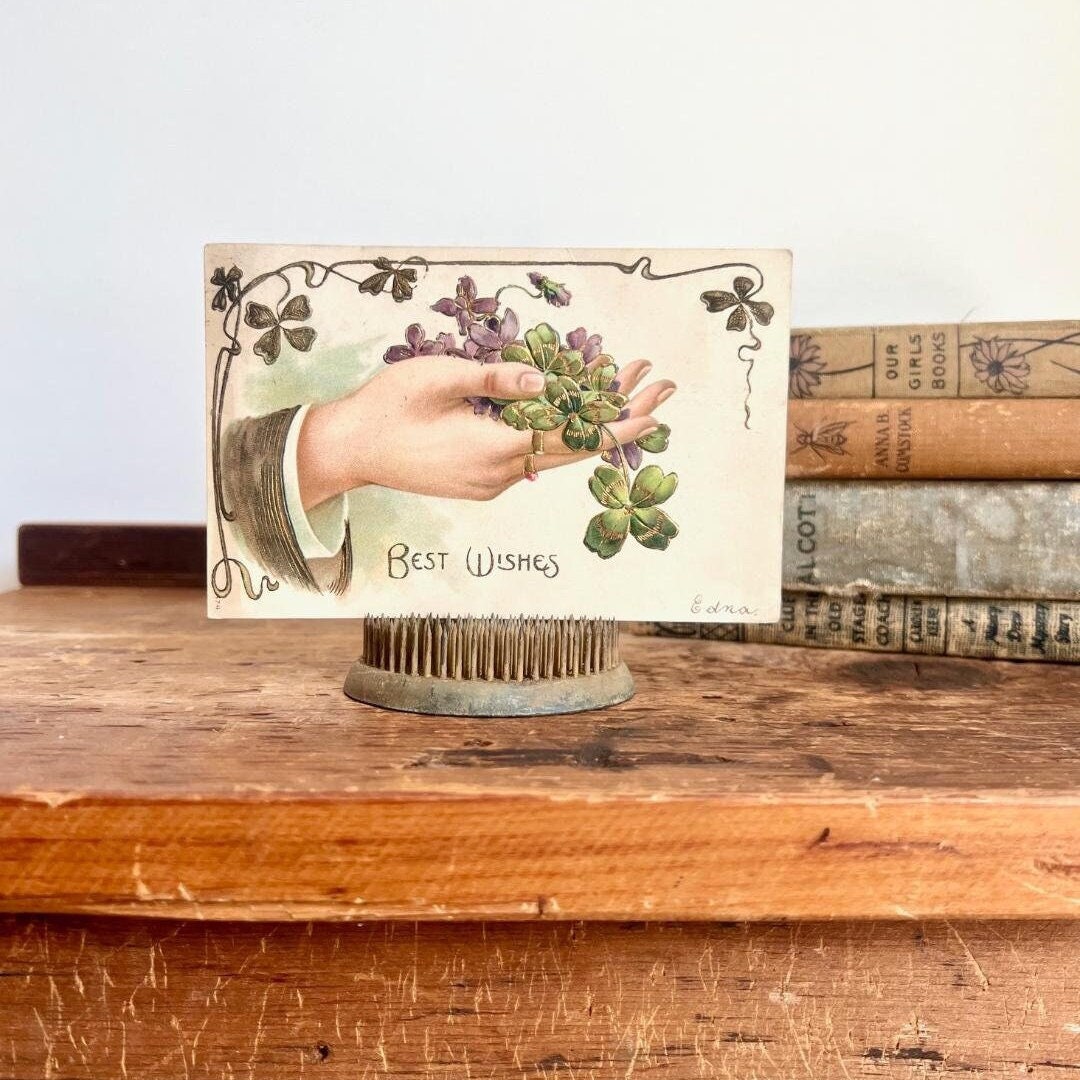 Vintage SET - Silver Metal Flower Frog With Beautiful Antique 1907 ...