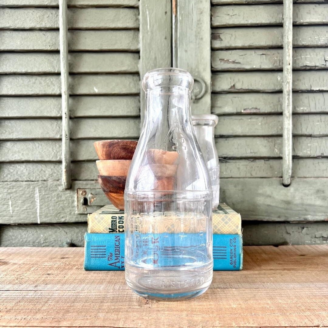 Vintage Embossed Glass Sheffield Milk Bottle, One Quart - Vintage ...