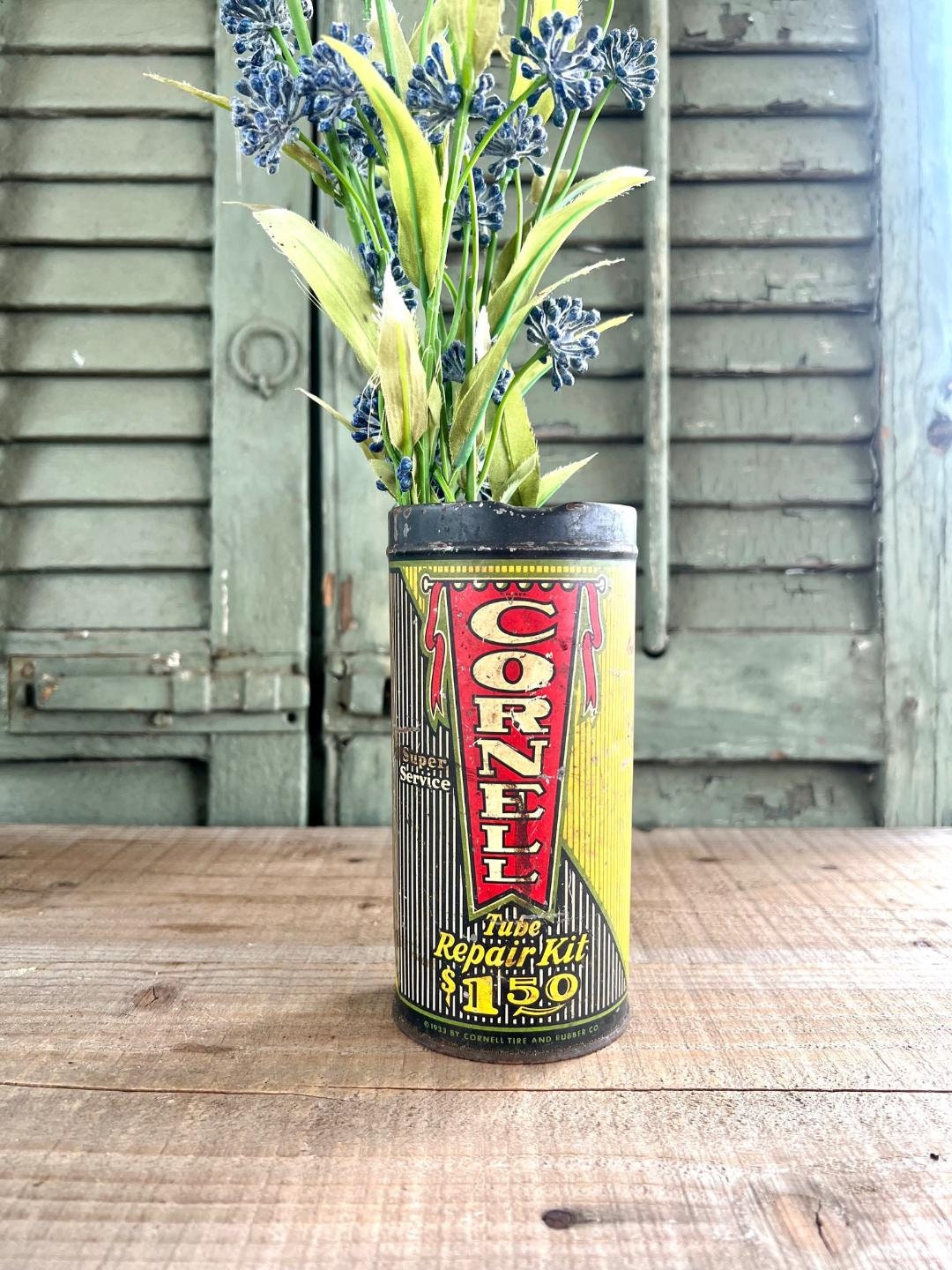 Awesome Vintage Cornell Tube Repair Kit Tin (no Lid) With Wonderful Art ...