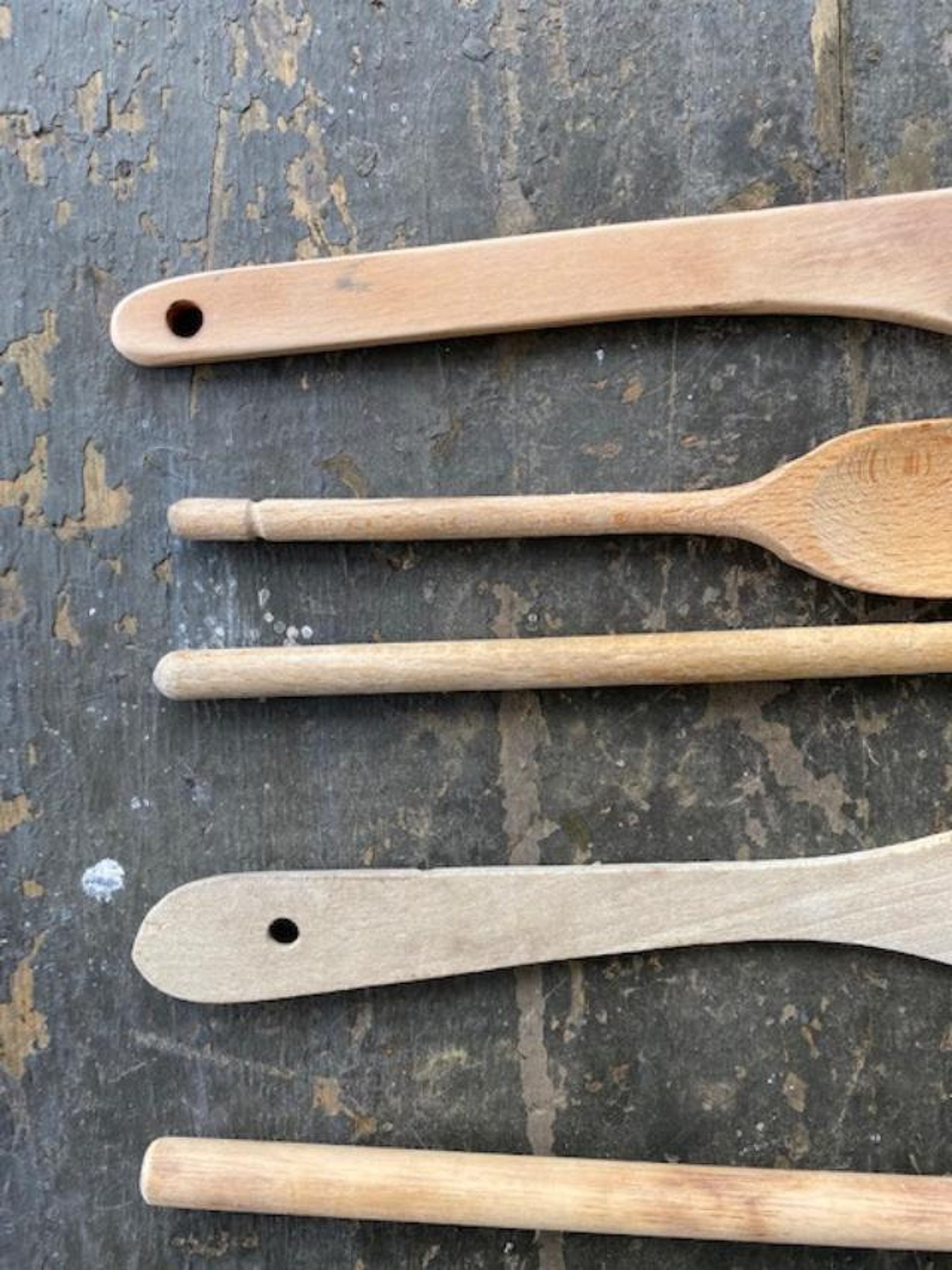 Primitive Wooden Utensil Set Set of 5 Farmhouse French - Etsy