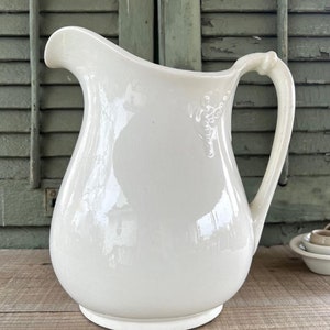 Beautiful Large Antique Ironstone Pitcher With Lovely Raised Rope ...
