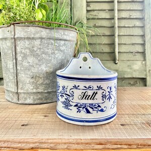 Gorgeous Antique Stoneware Salt Box Crock / Salt Cellar, Cobalt & Black ...