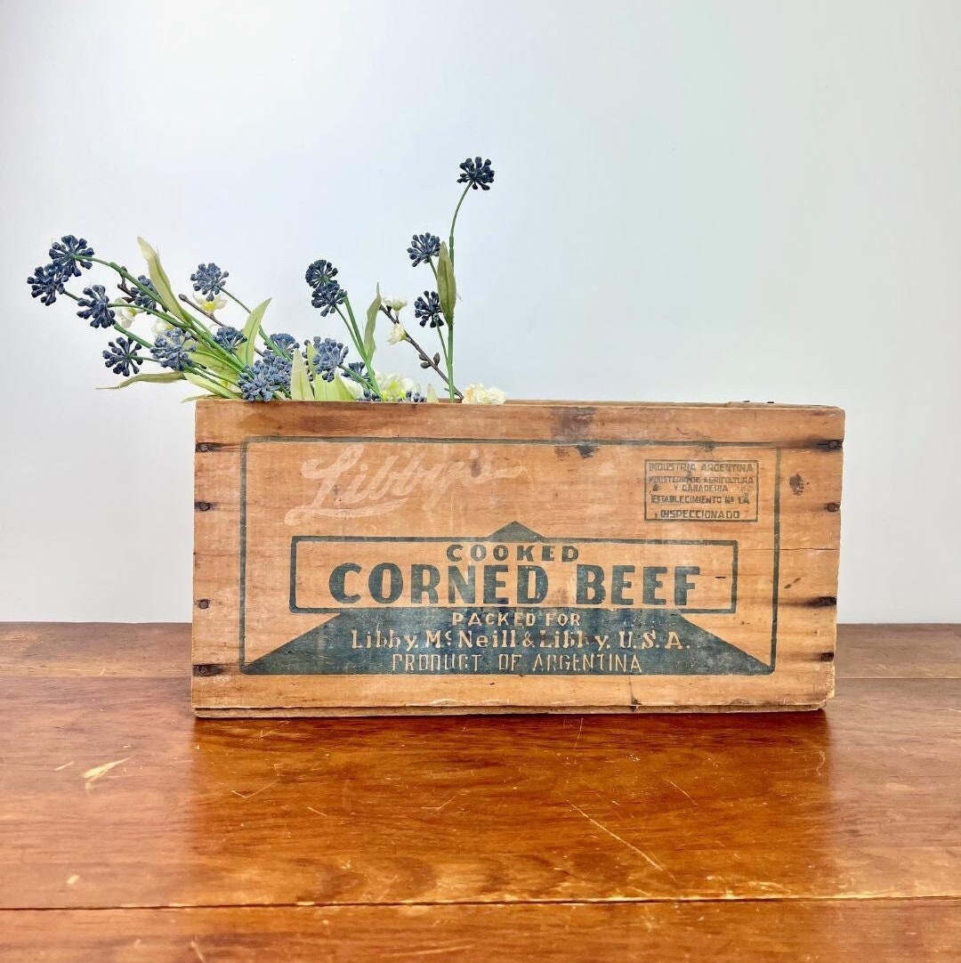Vintage Libby's Corned Beef Wooden Crate / Box Farmhouse, French ...