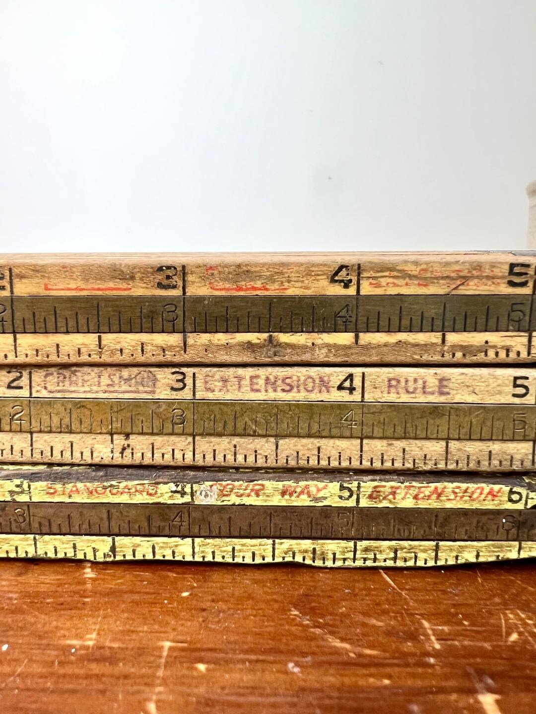 YOUR CHOICE of Vintage Wood & Brass Folding Extension Rulers - Lufkin ...