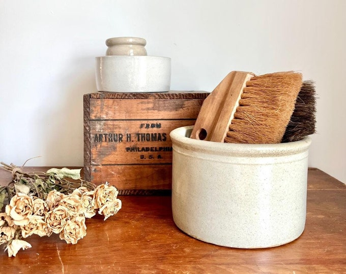 Beautiful Large Primitive Antique Stoneware Butter Crock - Farmhouse ...