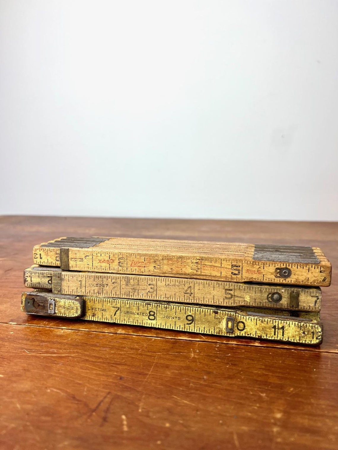 YOUR CHOICE of Vintage Wood & Brass Folding Extension Rulers - Lufkin ...