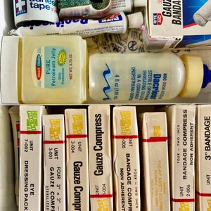 Fantastic White & Teal Vintage Wall Mount Bluebird School Bus First Aid ...