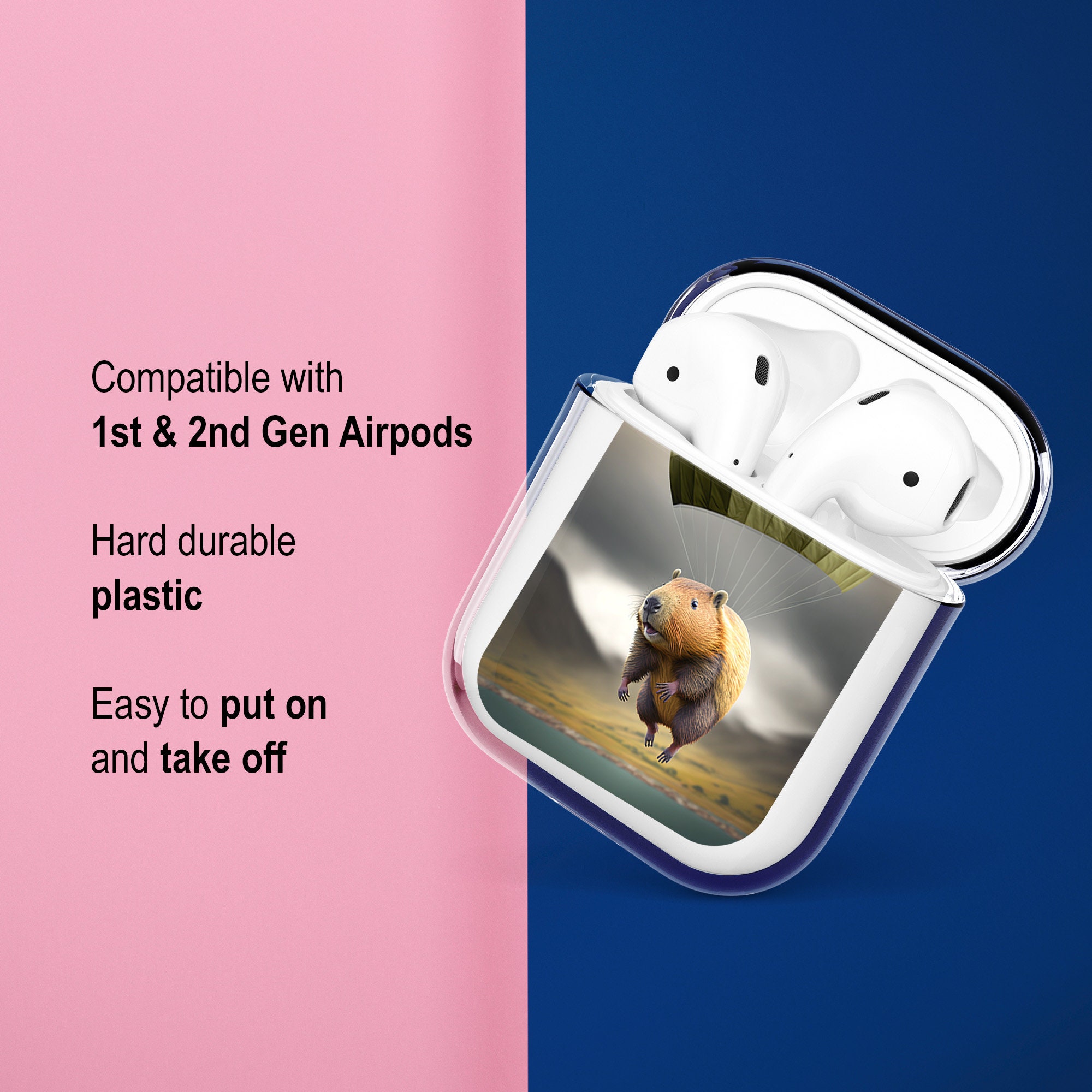 Cute Capybara Case Parachutist Cover for Apple Airpods Pro - Etsy