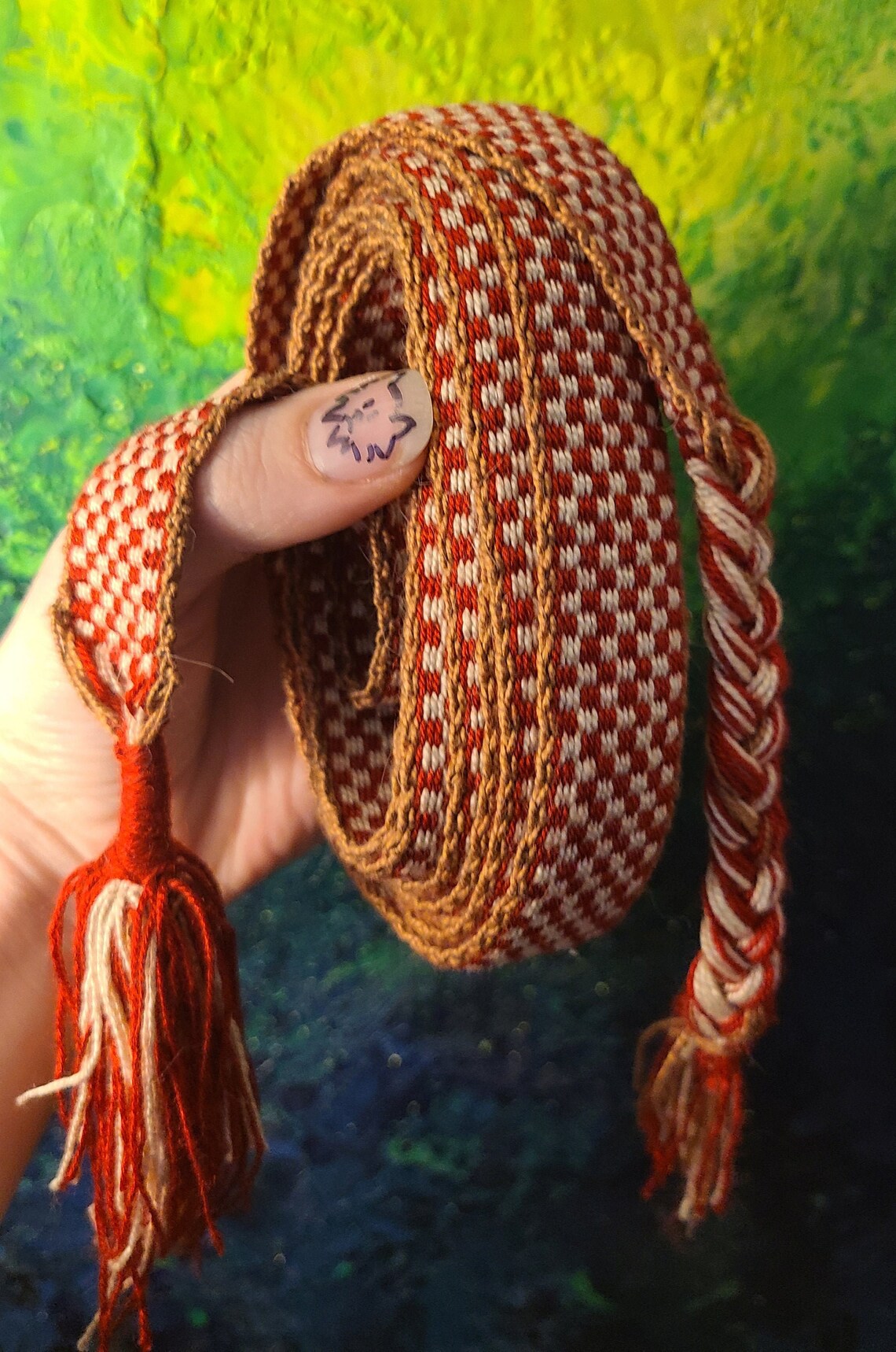 Red and cream checky-pattern belt | Etsy