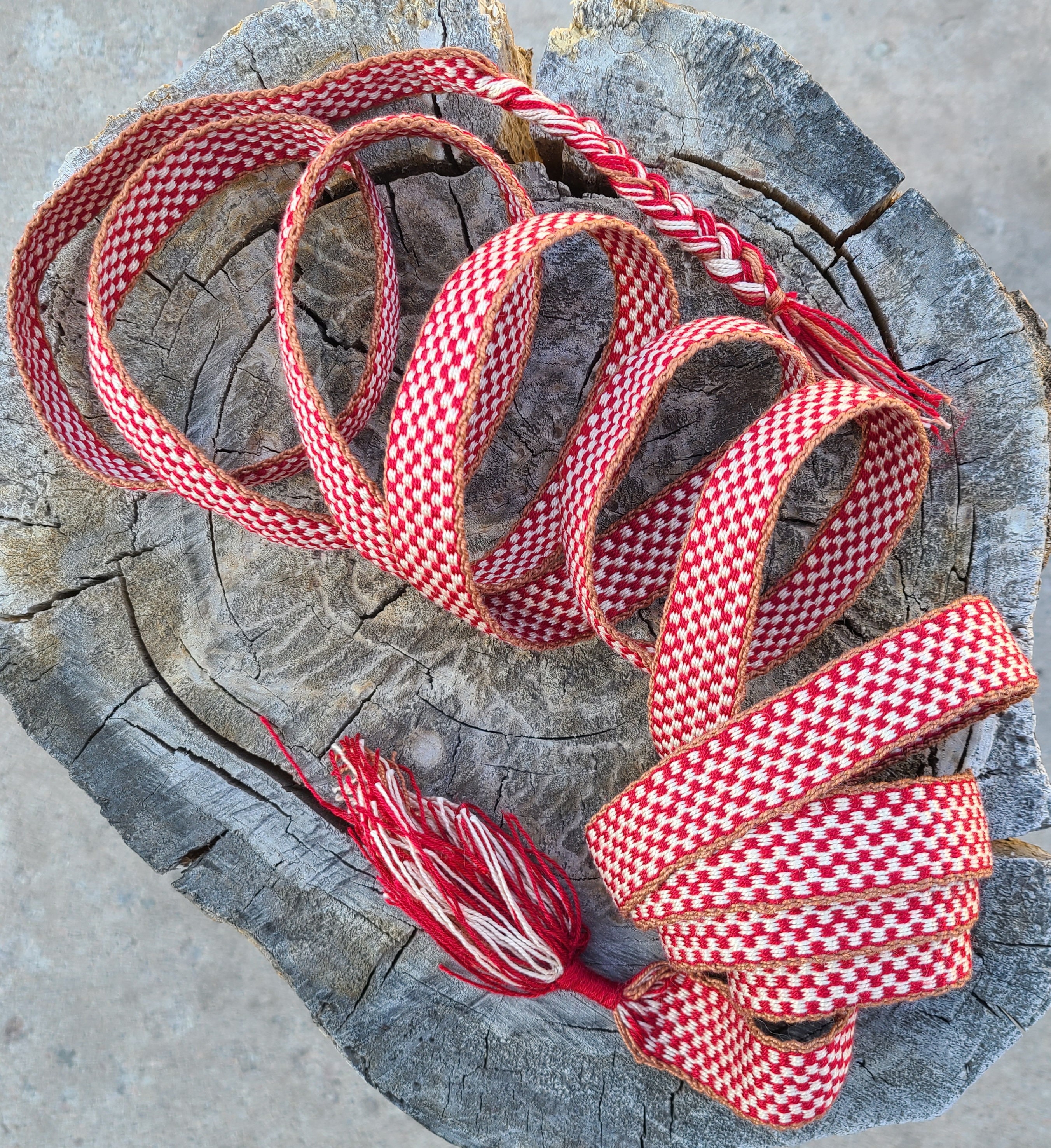 Red and Cream Checky-pattern Belt - Etsy