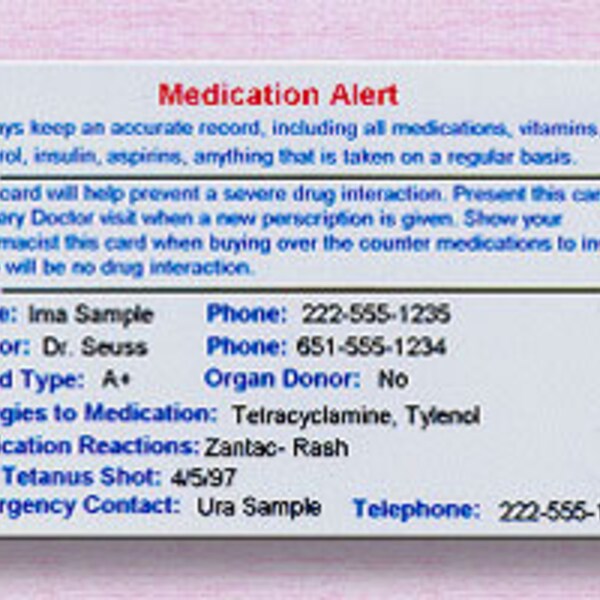 Medication Alert Card - Etsy