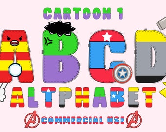 Superhero Alphabet Svg Png Bundle 9set Avanger Super Hero Letters Super ...