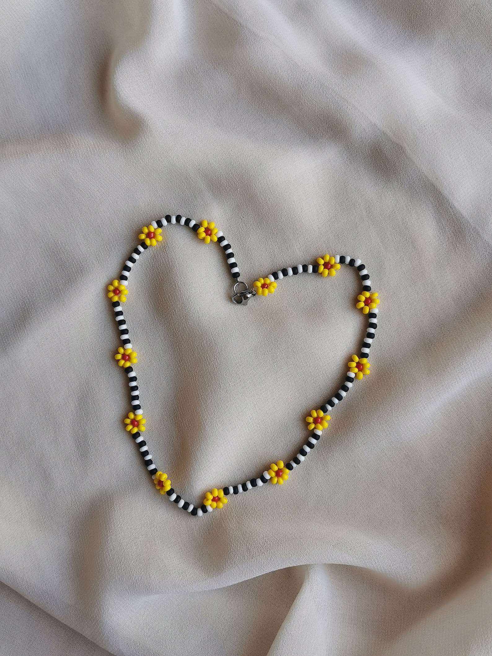 Beaded Daisy Necklace Beaded Flower Jewelry Choker Beaded Pearl ...
