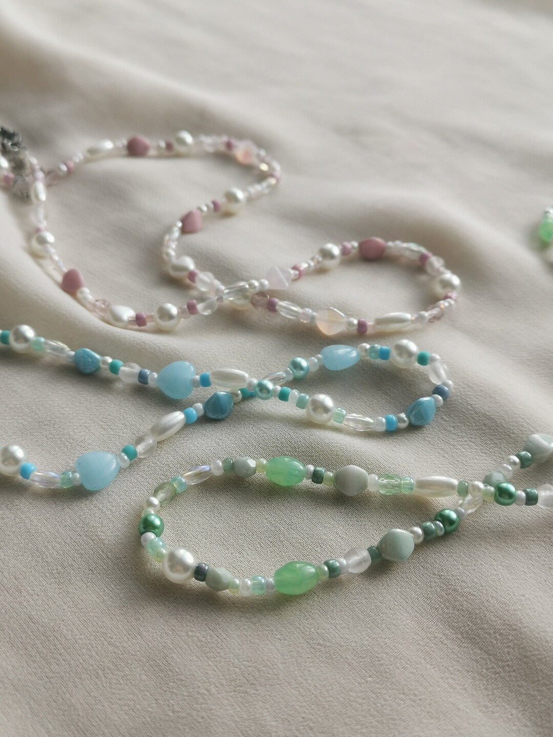 Beaded Pastel Pearl Necklace - Etsy
