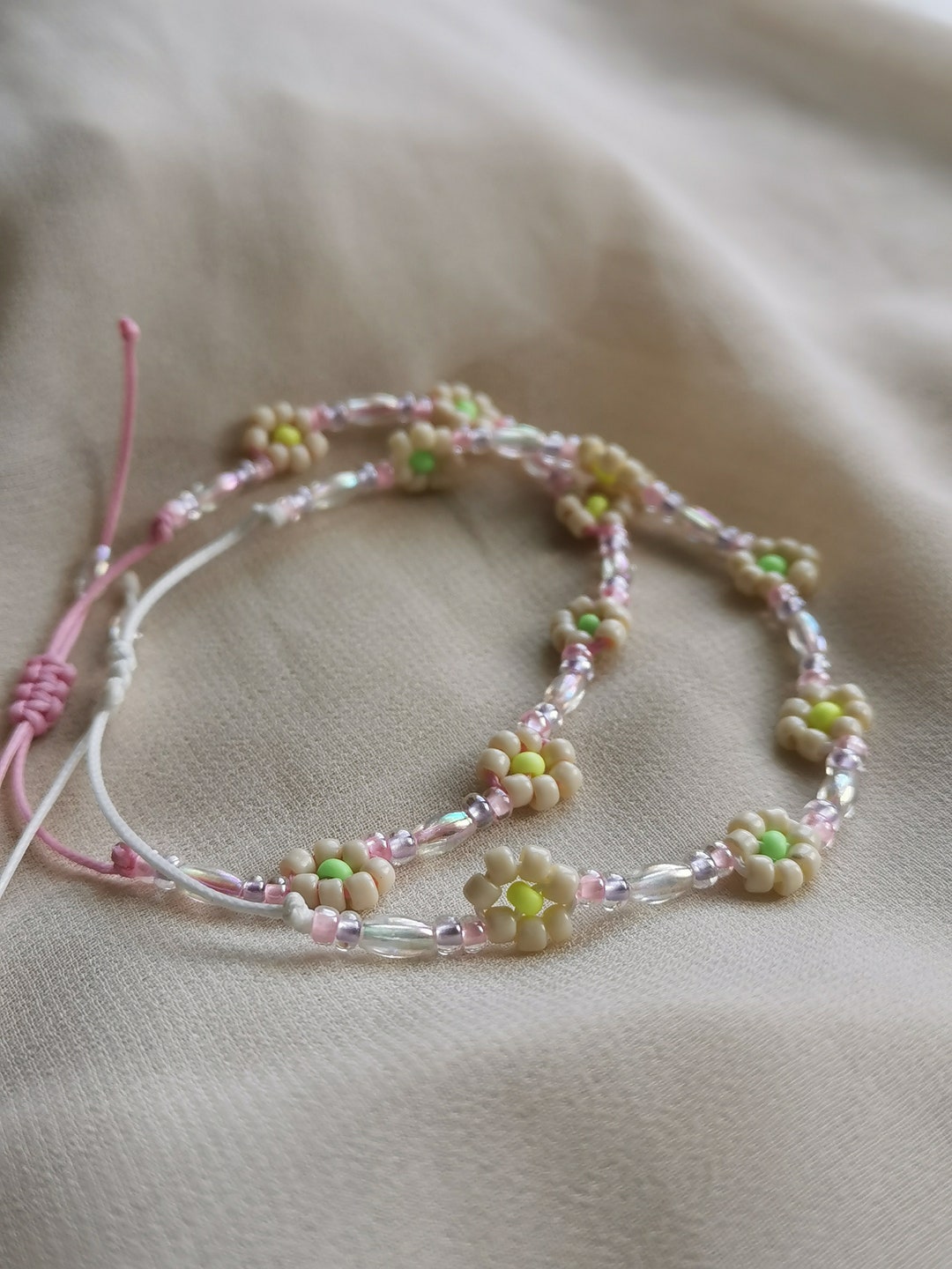 Beaded Daisy Flower Fairy Bracelet Summer Holiday Boho Dainty Soft ...