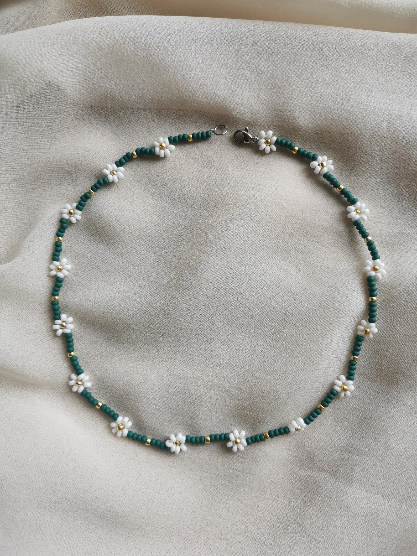Beaded Daisy Necklace Beaded Flower Jewelry Choker Beaded - Etsy