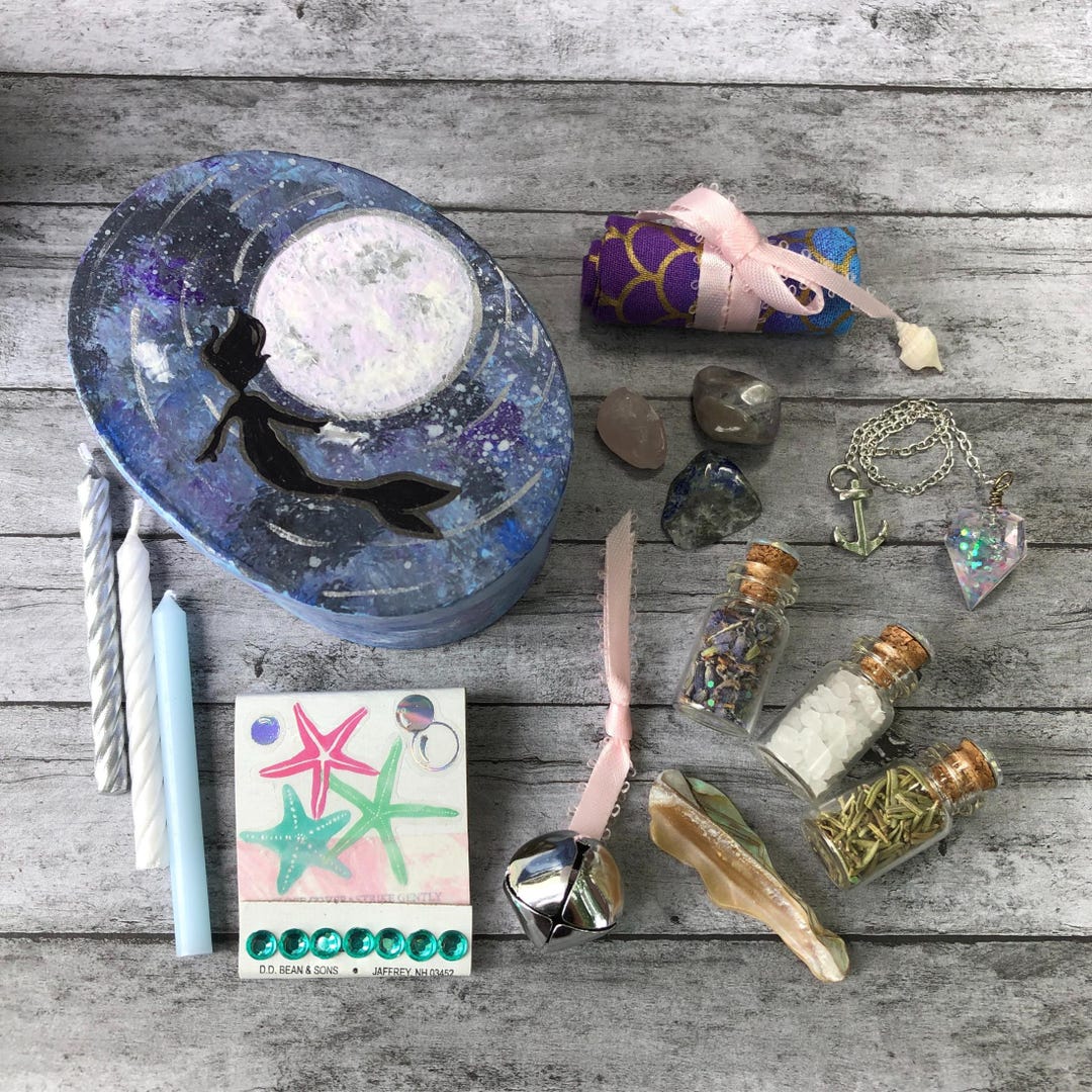 Dark Mermaid Sea Witch Travel Altar Kit- Mermaid Magic Pocket Alter Set ...