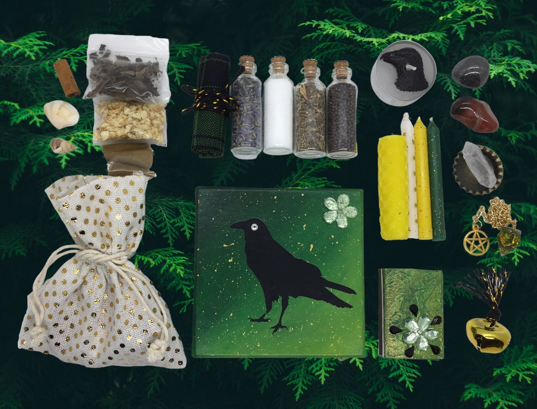 Crow Deluxe Travel Altar Corvid Witchcraft Kit and Junk Oracle ...