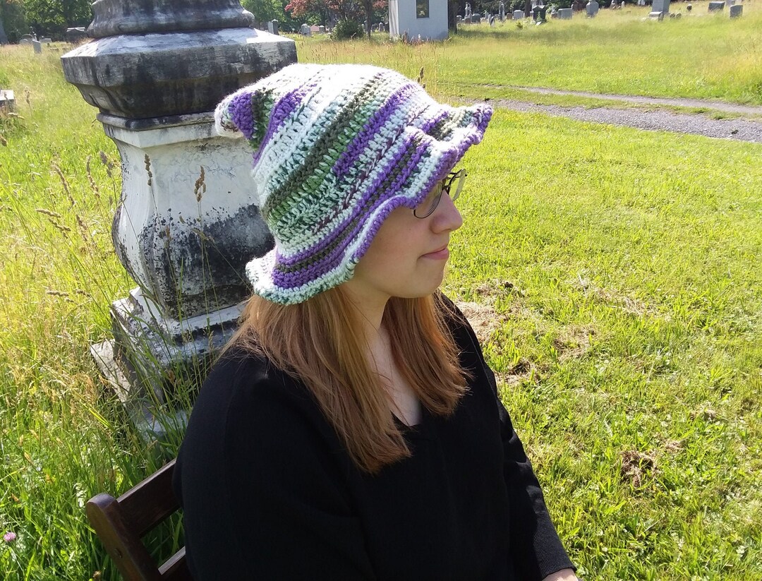 Funky Crochet Green Witch Hat Adult-sized Handmade Pagan Cap Big ...