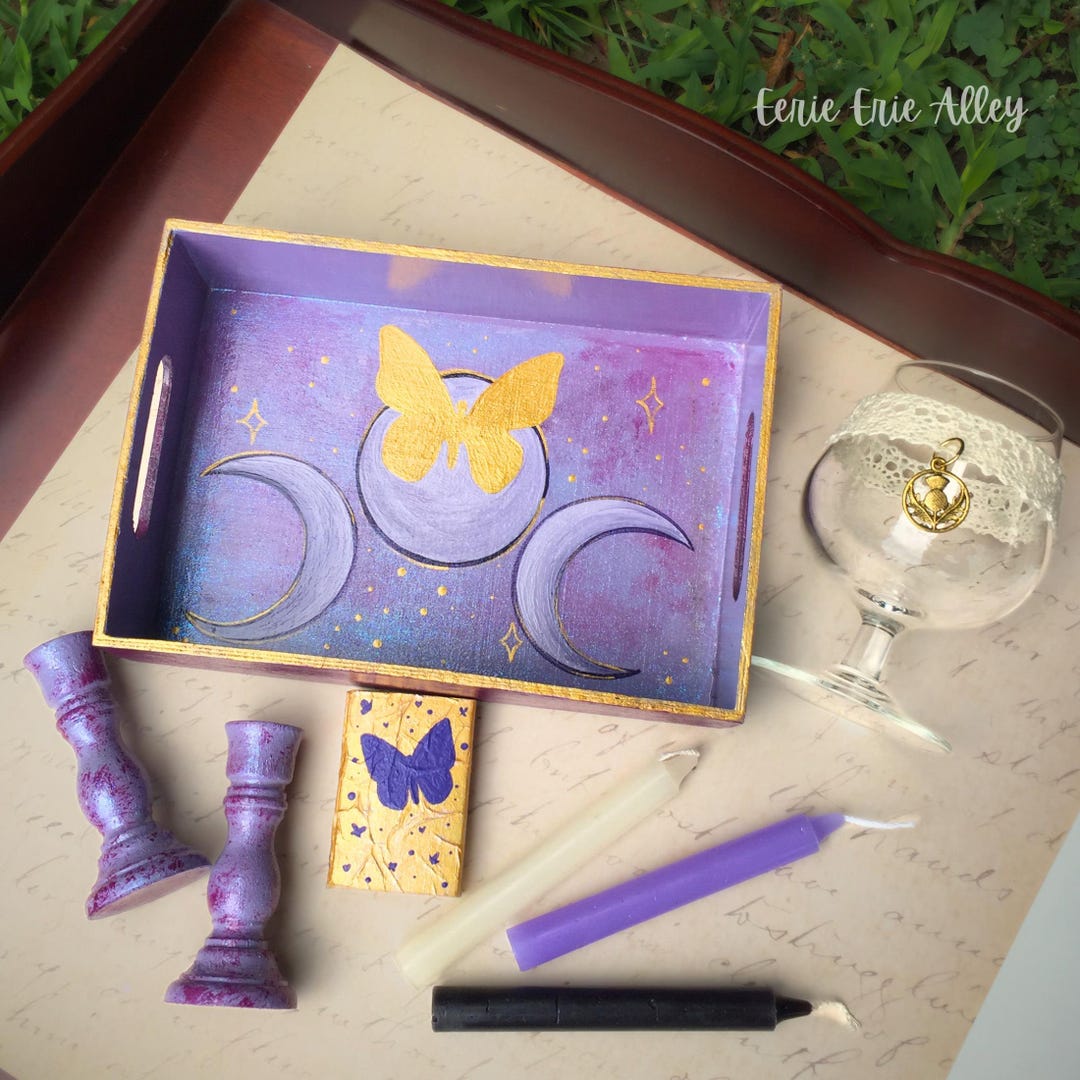 Fairy Altar Tray Butterfly Alter Offering Set Triple Moon Goddess Hand ...