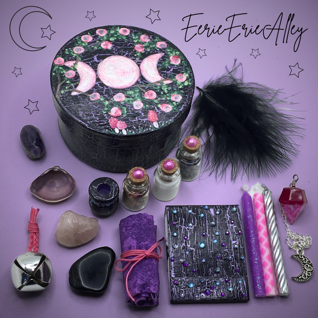 Graveyard Moon Mini Travel Altar Kit Triple Moon Mushroom Vines ...