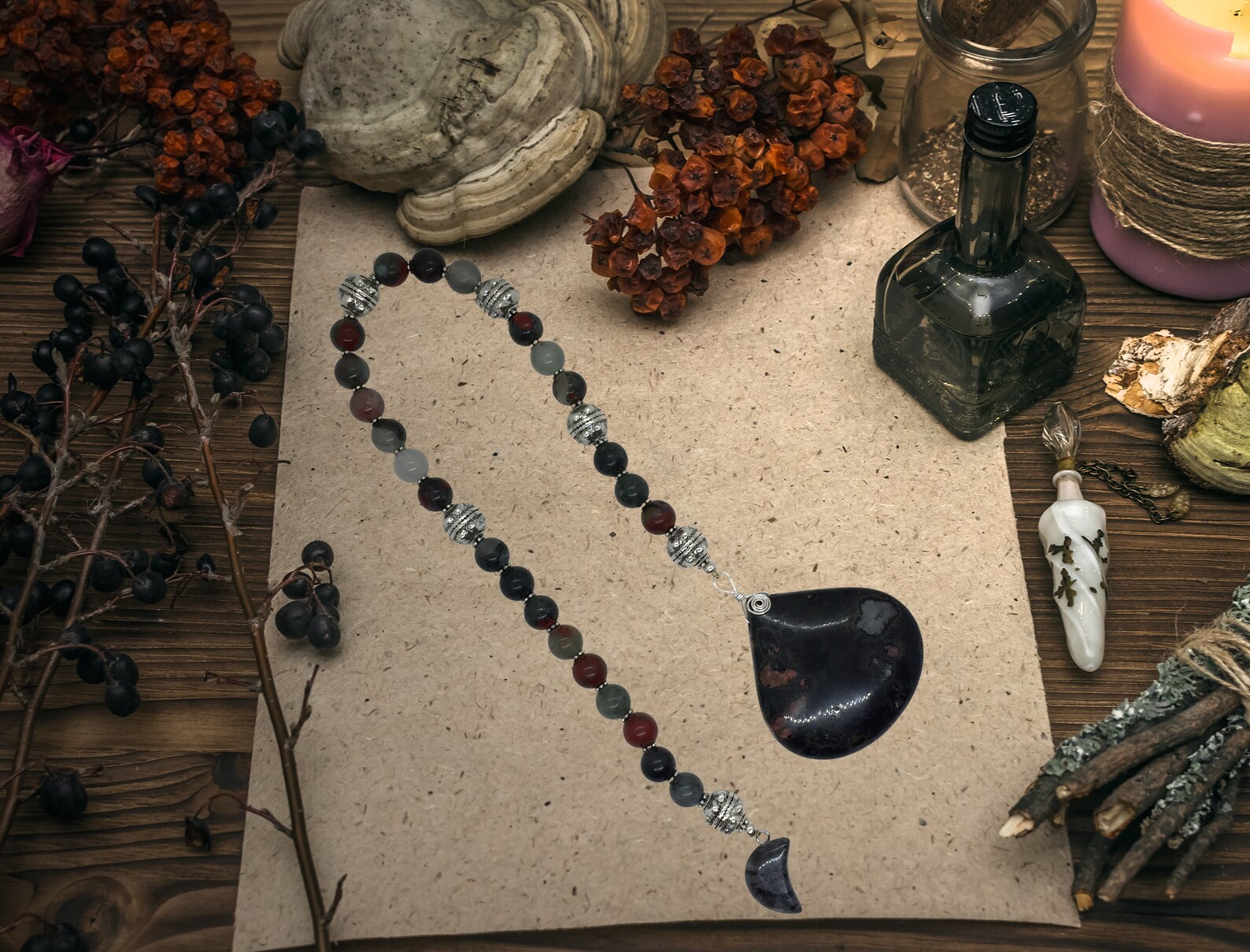 Energy Alignment Witches Ladder Bloodstone and Jasper Prayer | Etsy