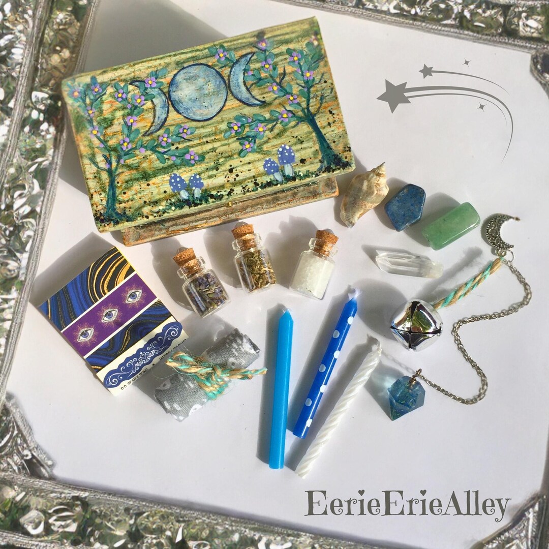Graveyard Moon Mini Travel Altar Kit Triple Moon Mushroom Vines ...