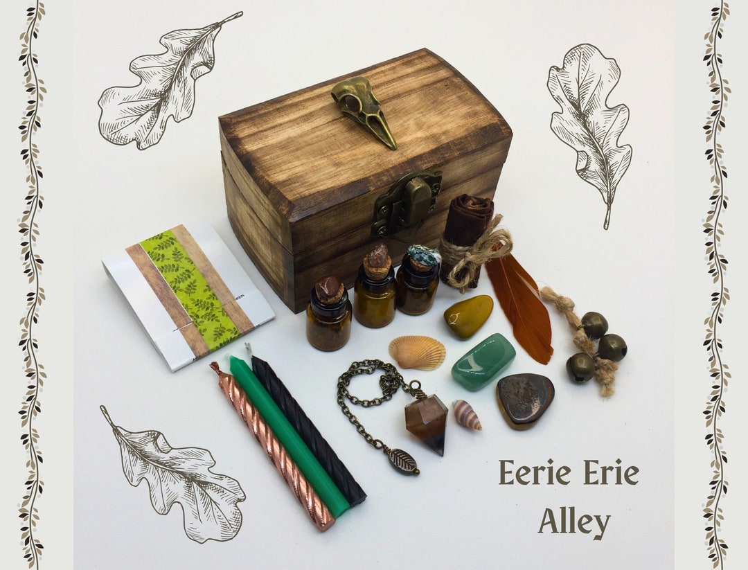 Viking Crow Skull Travel Altar Box- Rustic Pagan Alter Set- Pocket ...