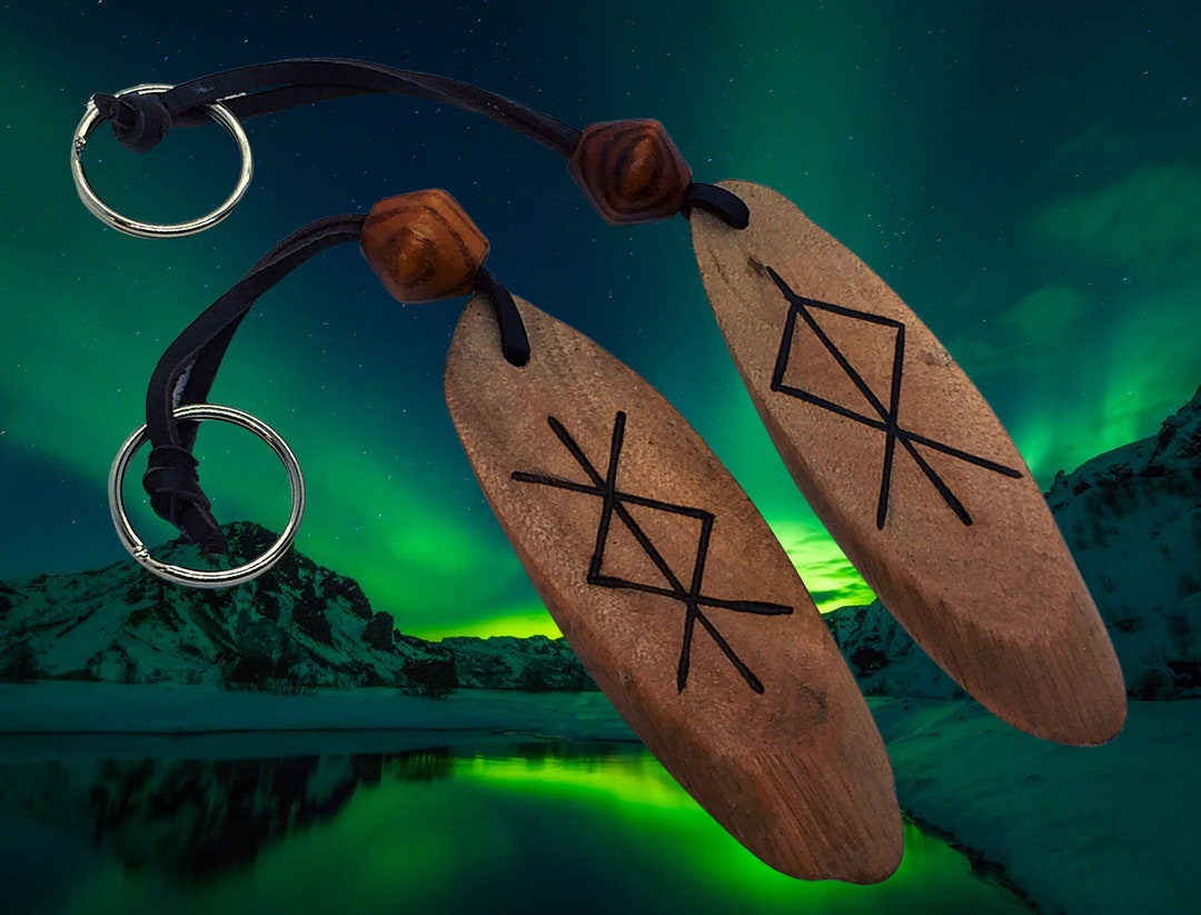 Bind Rune Talisman Key Ring Viking Rune Sigil Rustic Hand Burned Wooden ...