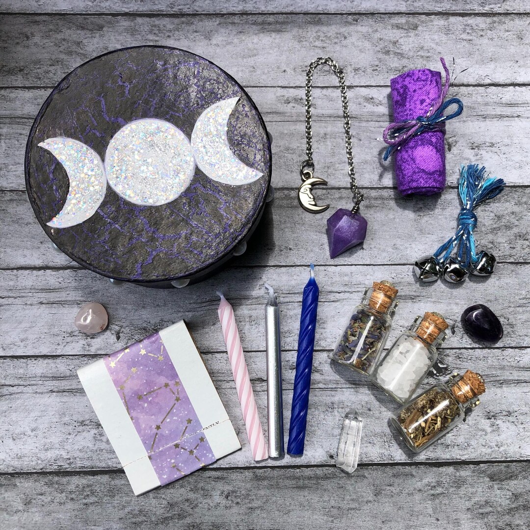 Triple Moon Goddess Mini Travel Altar Kit Lunar Witchcraft Starter Set ...