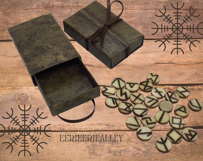 Rustic Wooden Pocket Runes in a Matchbox Rustic Wood Burned Edler ...