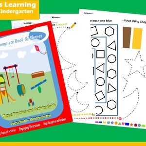 Printable 2D Shapes Worksheets, Preschool 2D Shapes, Trace Shapes, Cut ...