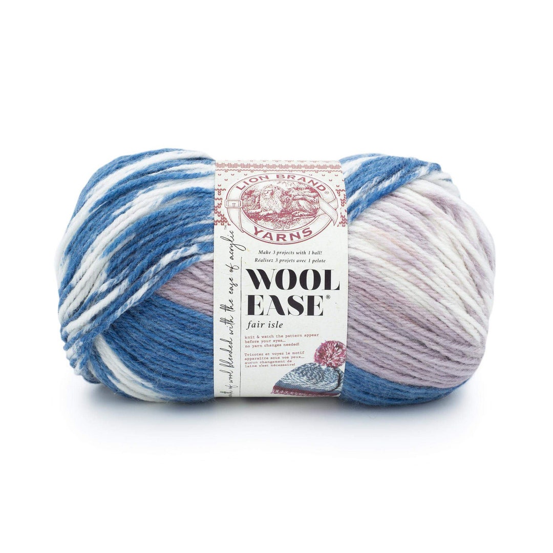DENIM / LILAC Wool Ease Fair Isle Lion Brand Yarn Wt 4 Wool Acrylic ...
