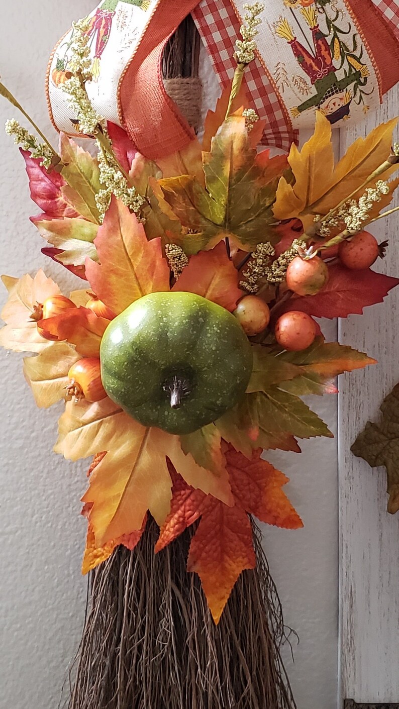 Cinnamon Broom Wreath, Fall Wreath for Front Door, Rustic Fall Wreath ...