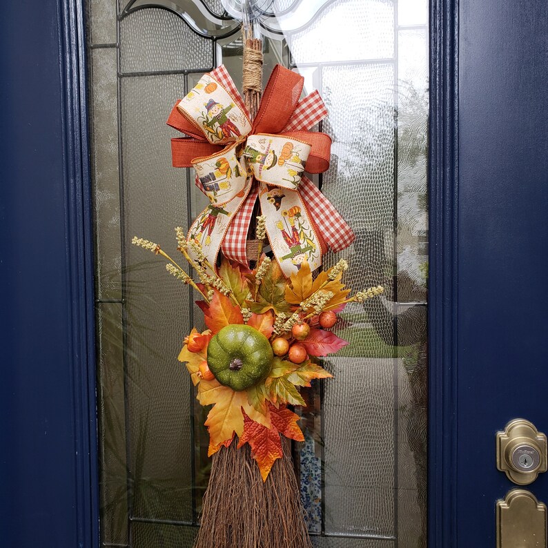 Cinnamon Broom Wreath, Fall Wreath for Front Door, Rustic Fall Wreath ...