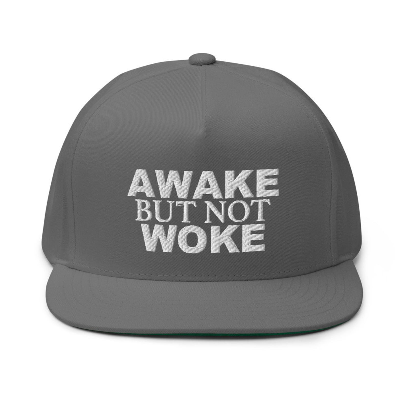 Awake but Not Woke embroidered Flat Bill Cap Funny Gift Hat | Etsy
