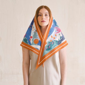 Designer Tie Back Kerchief Large Silk Hair Handbag Scarf Skinny ...
