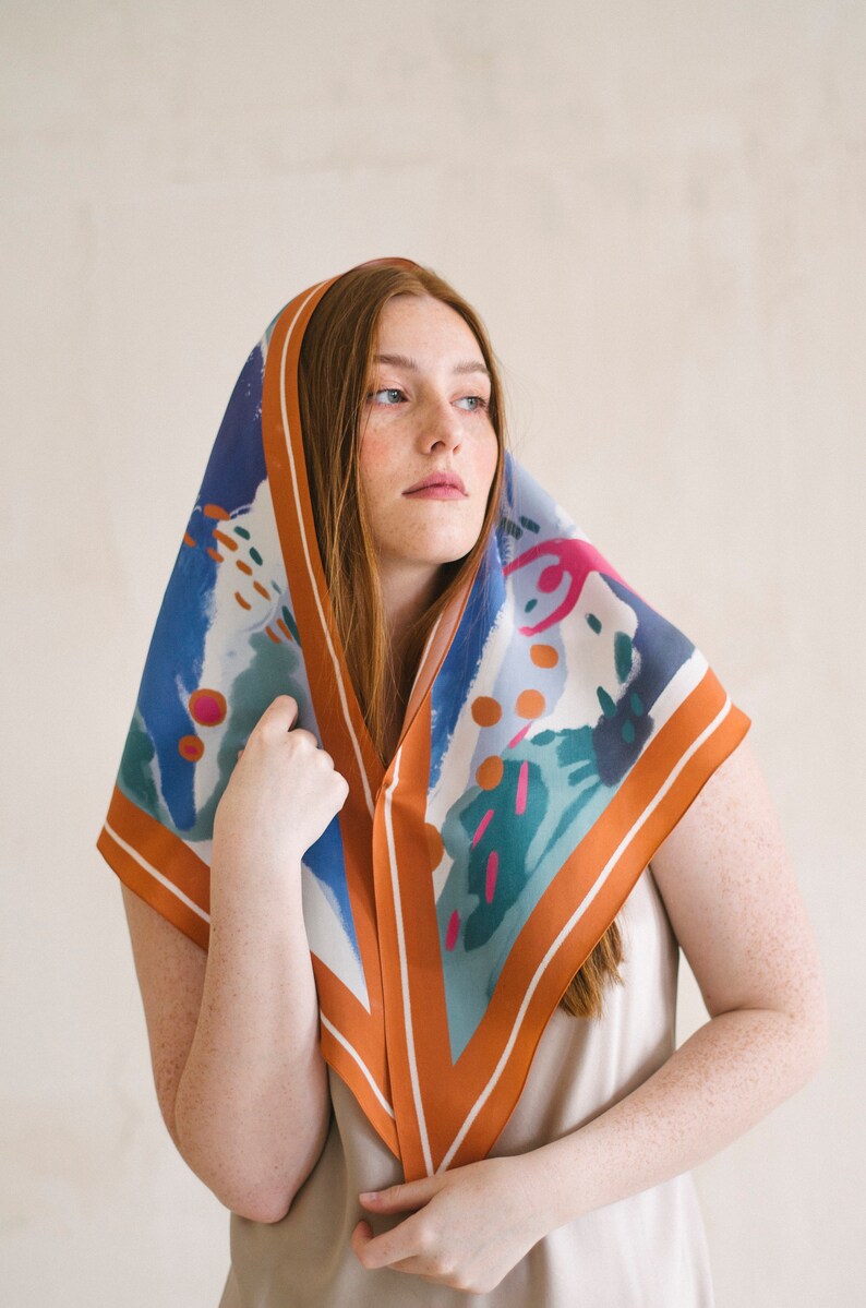 Set of 3 Designer Tie Back Kerchiefs Large Silk Hair Handbag - Etsy