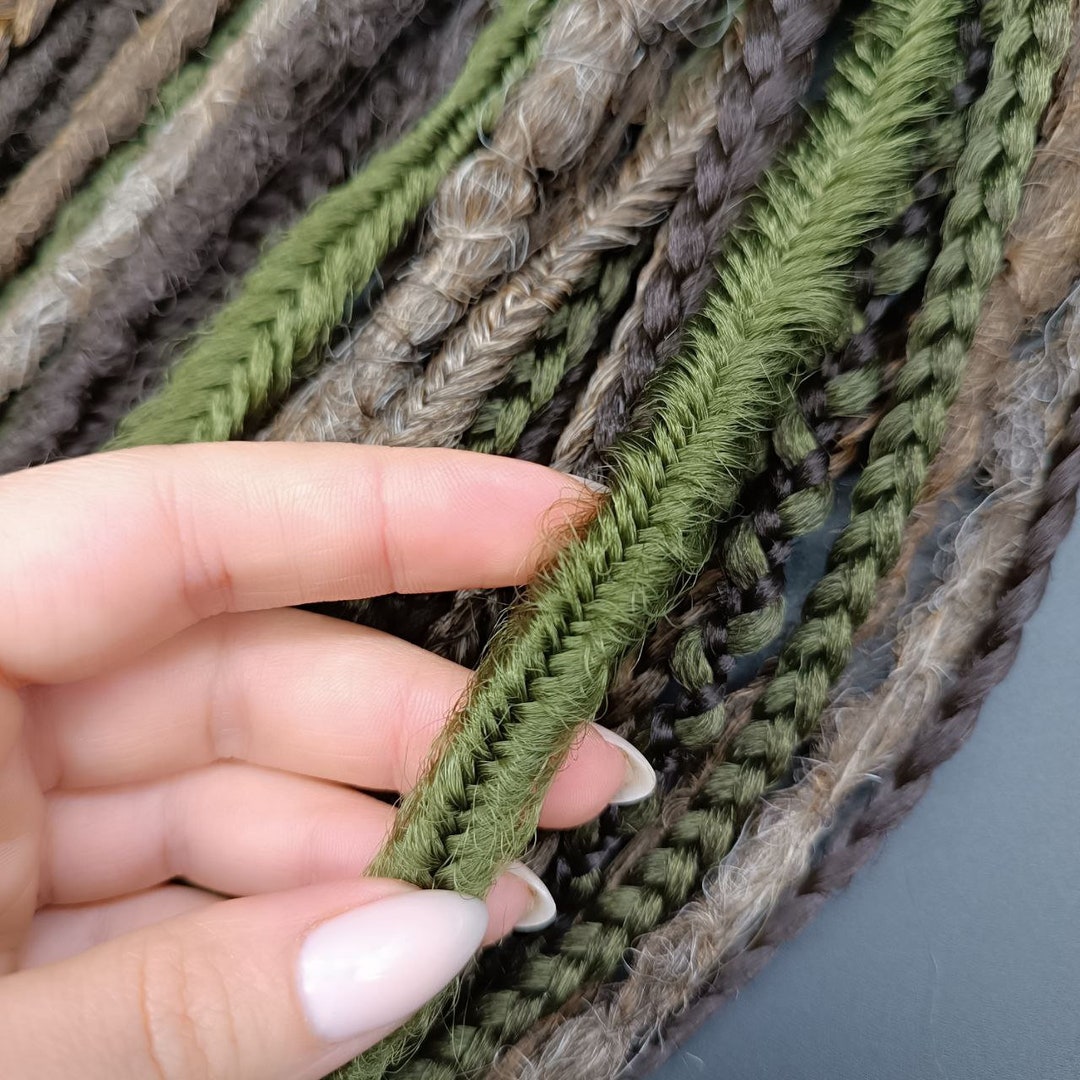 Dreadlock Extensions in Boho Style DE/SE Dark Brown, Dark Green ...