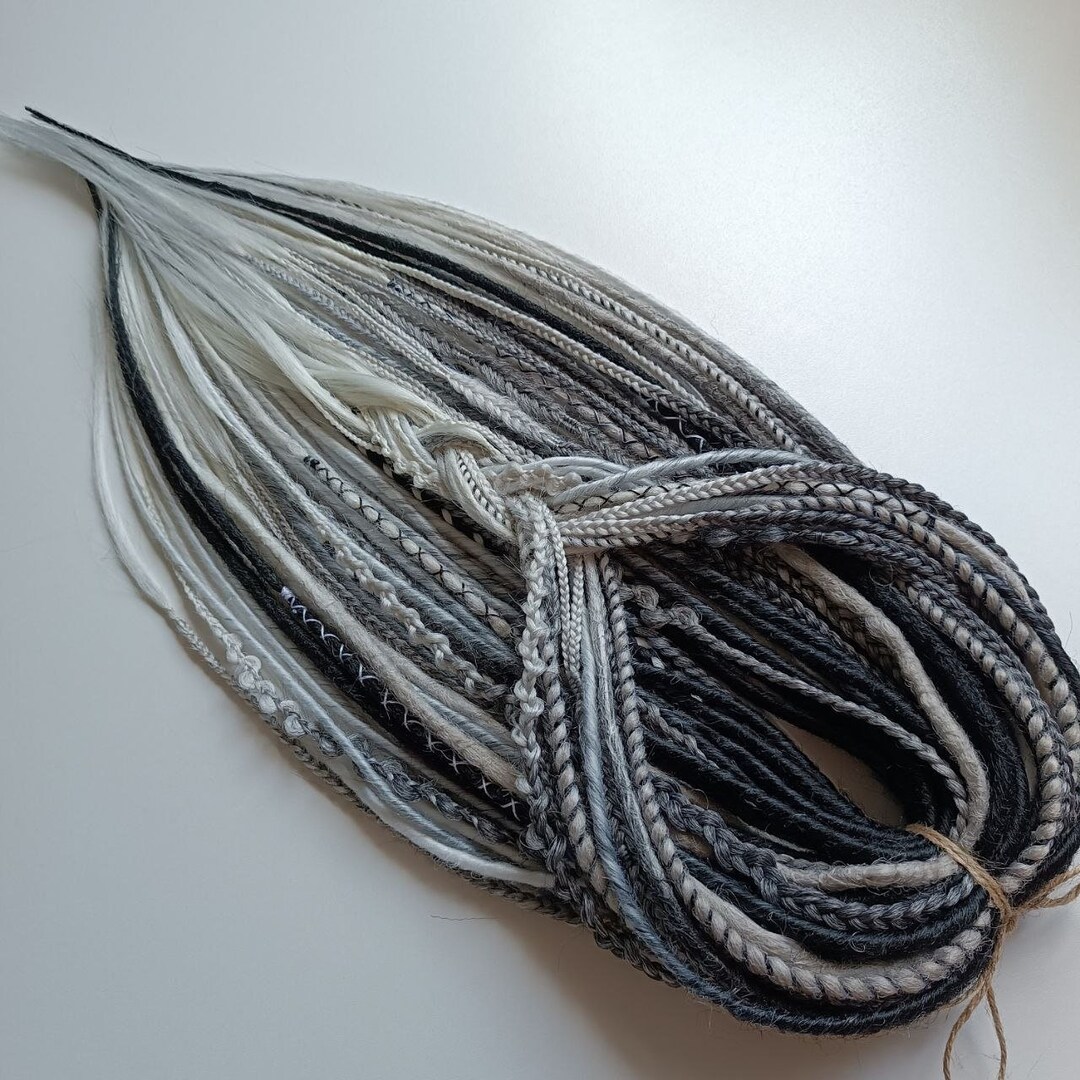 Black, White Dreads Mix Textures/extension of Synthetic Textured Dreads ...