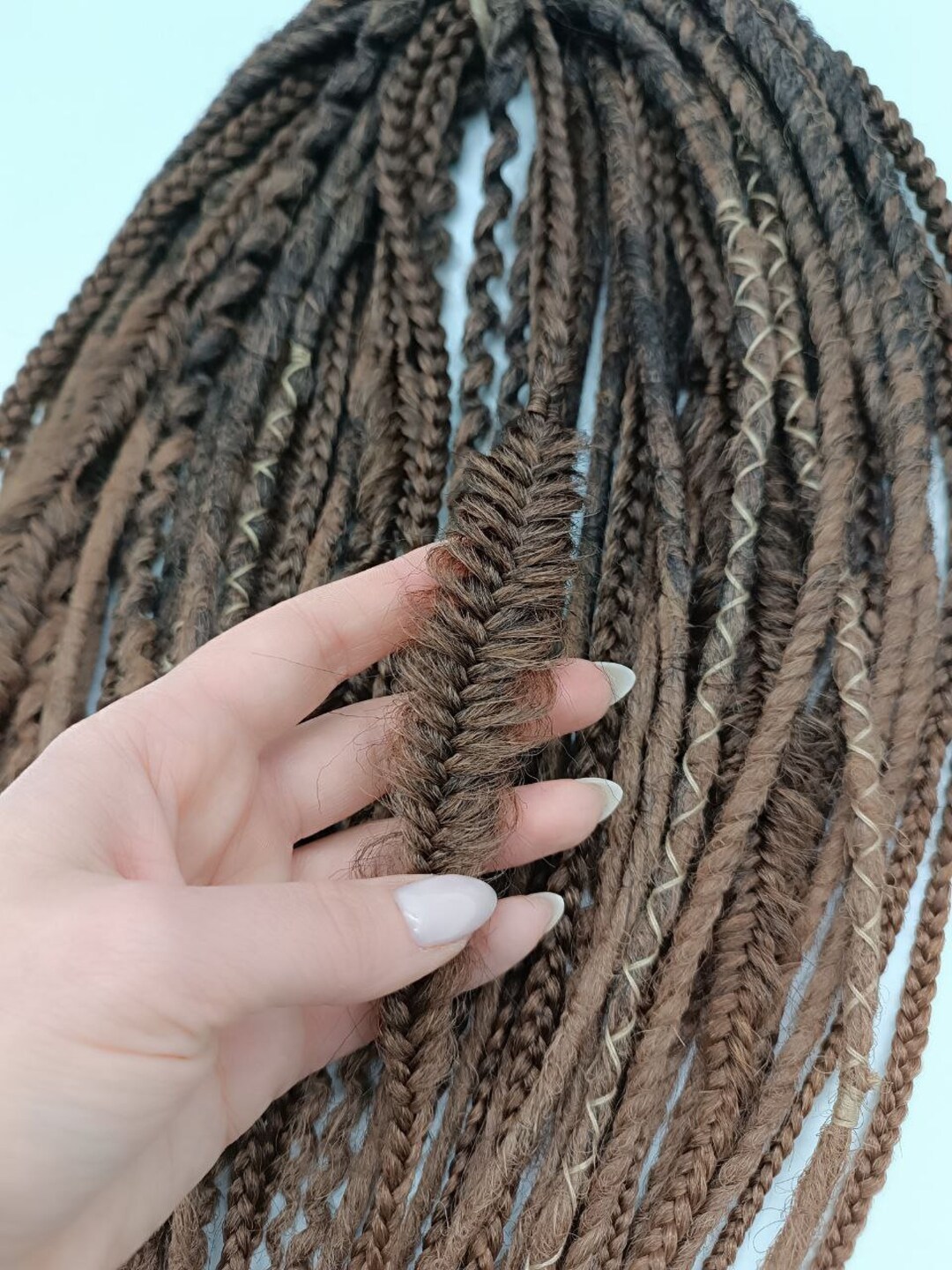 Brown Fine Dreads, Mixed Texture Braids/dark Dreads Extensions With ...