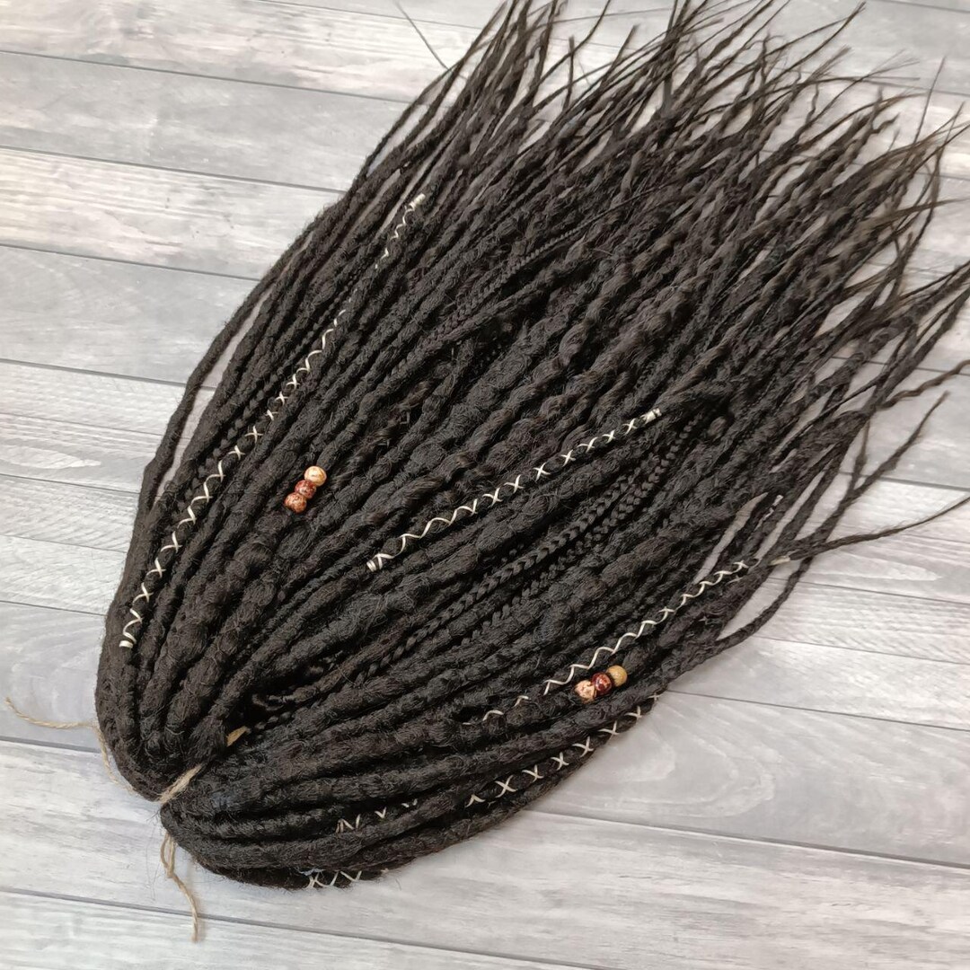 Dark Brown DE/SE Dreadlocks, Mixed Texture Braids. Natural-looking ...