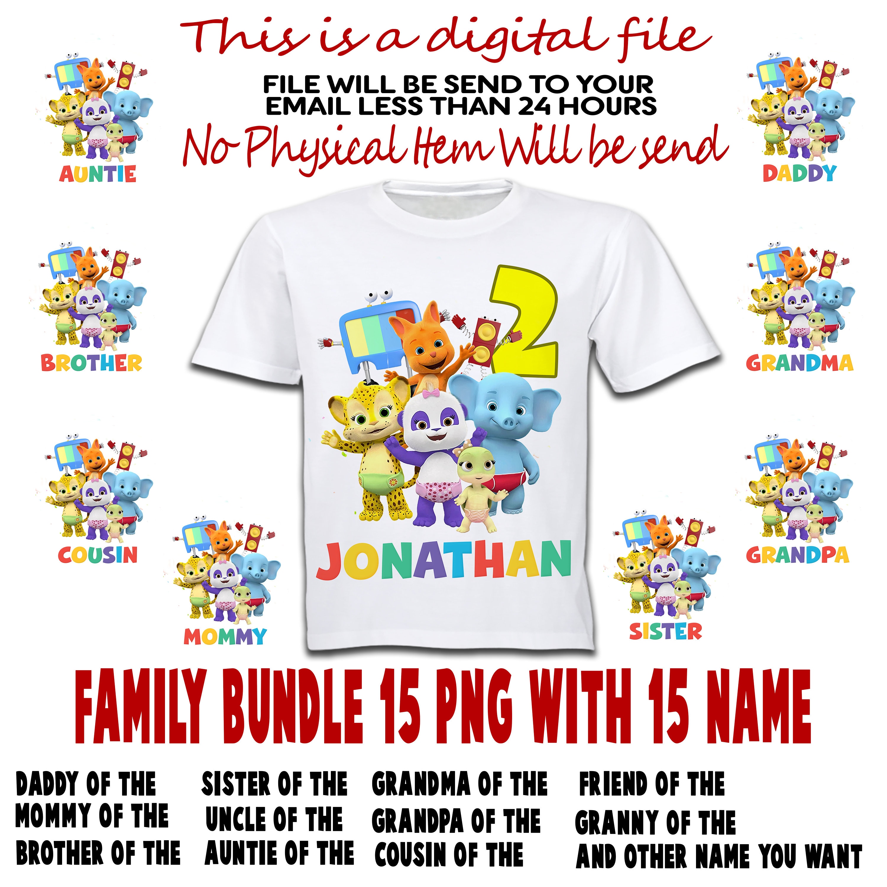 Word Party Birthday Iron on Transfer, Word Party Family Package Iron on ...