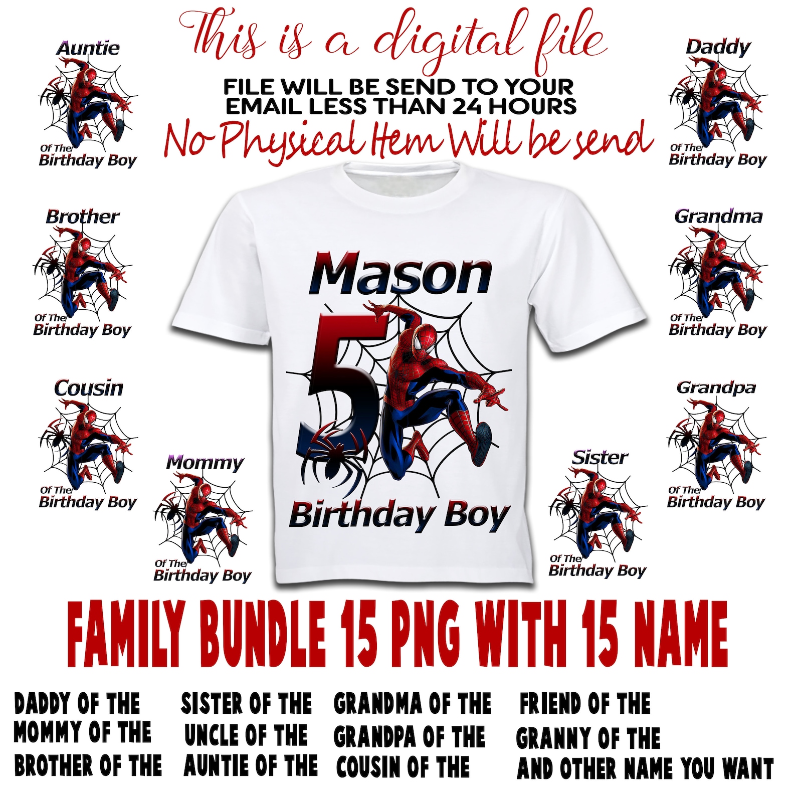 Spiderman Family Set Iron on Transfer, Spiderman Family Shirt PNG ...