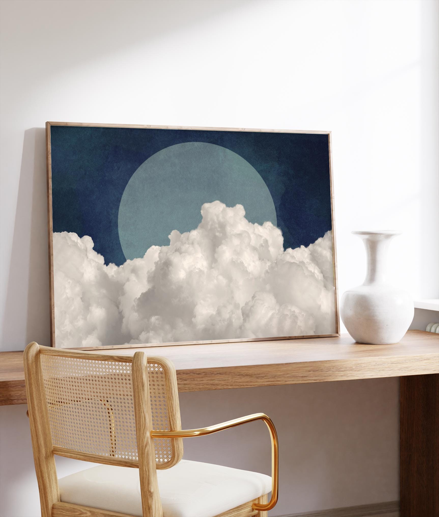 Dark Blue Cloud Wall Art, Square and Horizontal Format, Blue Boho ...