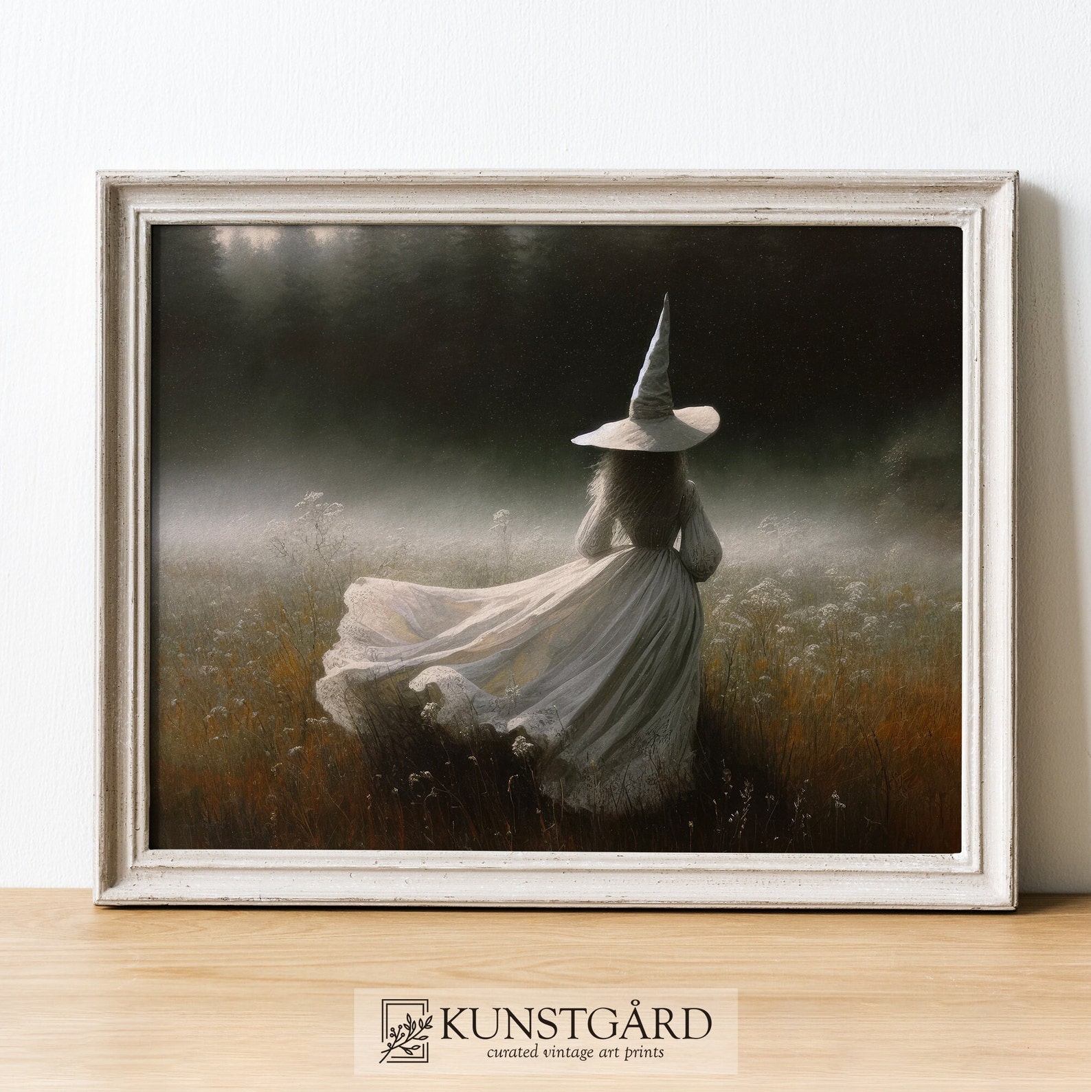 Moody Witchy Farmhouse Decor, Vintage Halloween Witch Art, White Witch ...